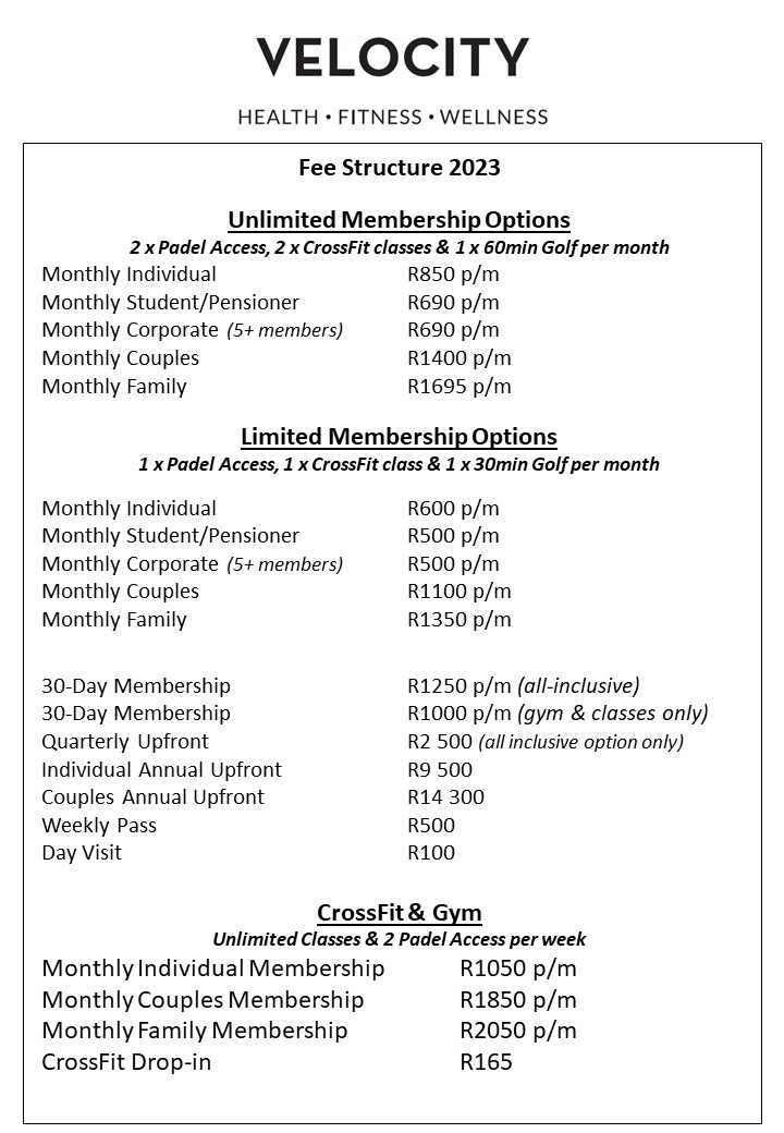 Membership Velocity Gym Hilton